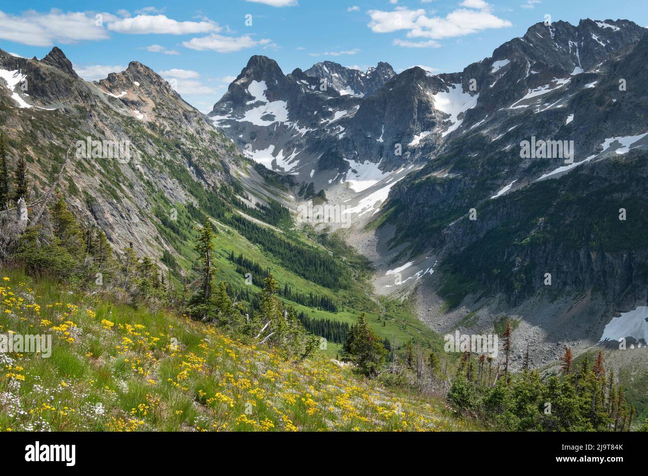 Upper Fisher Creek basin. Fisher Peak, Black Peak and Mount Arriva are ...