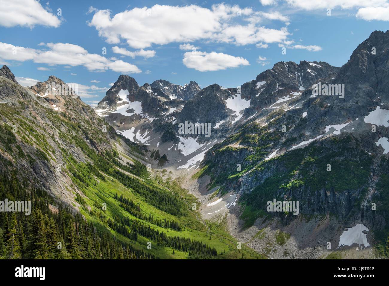 Upper Fisher Creek basin. Fisher Peak, Black Peak and Mount Arriva are ...