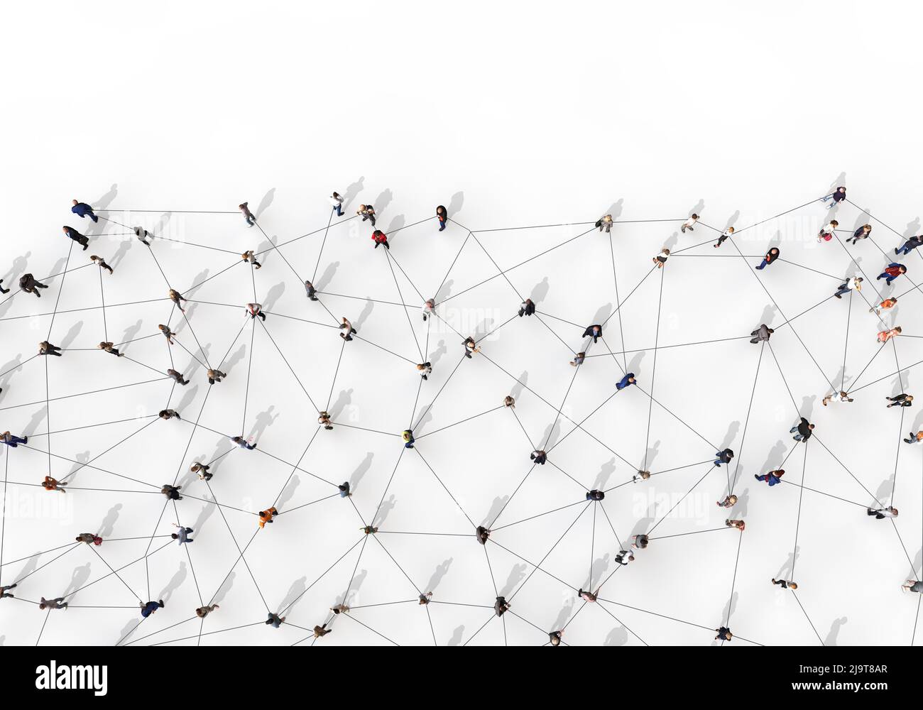 Large group of diverse people connected by lines. 3D Rendering Stock ...