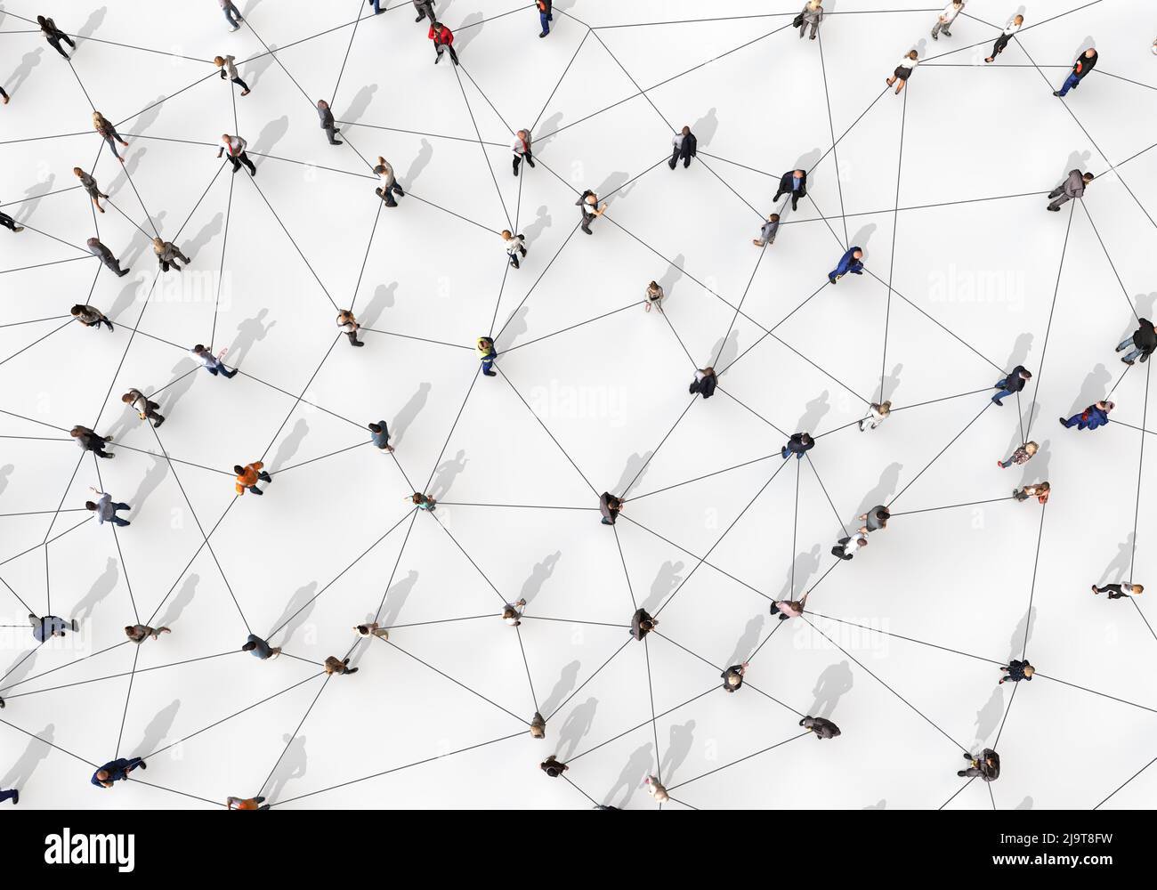 Large group of diverse people connected by lines. 3D Rendering Stock Photo - Alamy