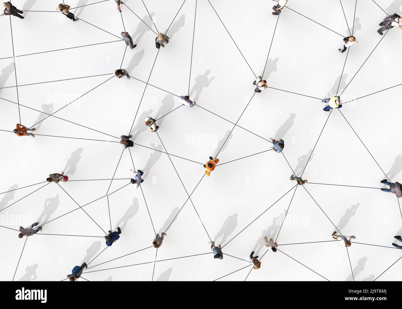 Large group of diverse people connected by lines. 3D Rendering Stock ...