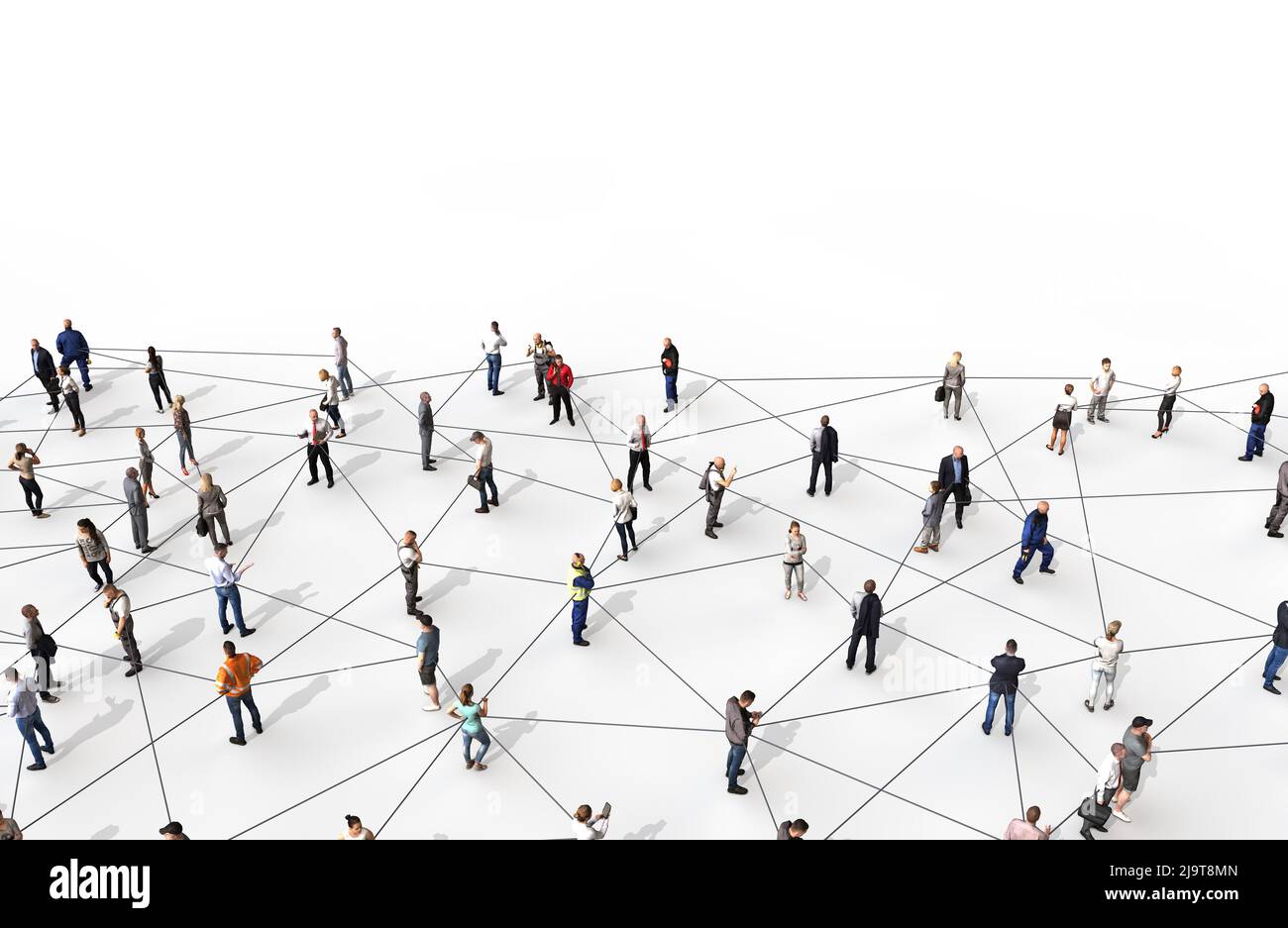 Large group of diverse people connected by lines. 3D Rendering Stock ...