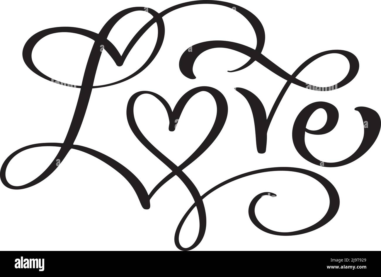 Handwritten text Love for Happy Valentines day card, romantic quote for ...