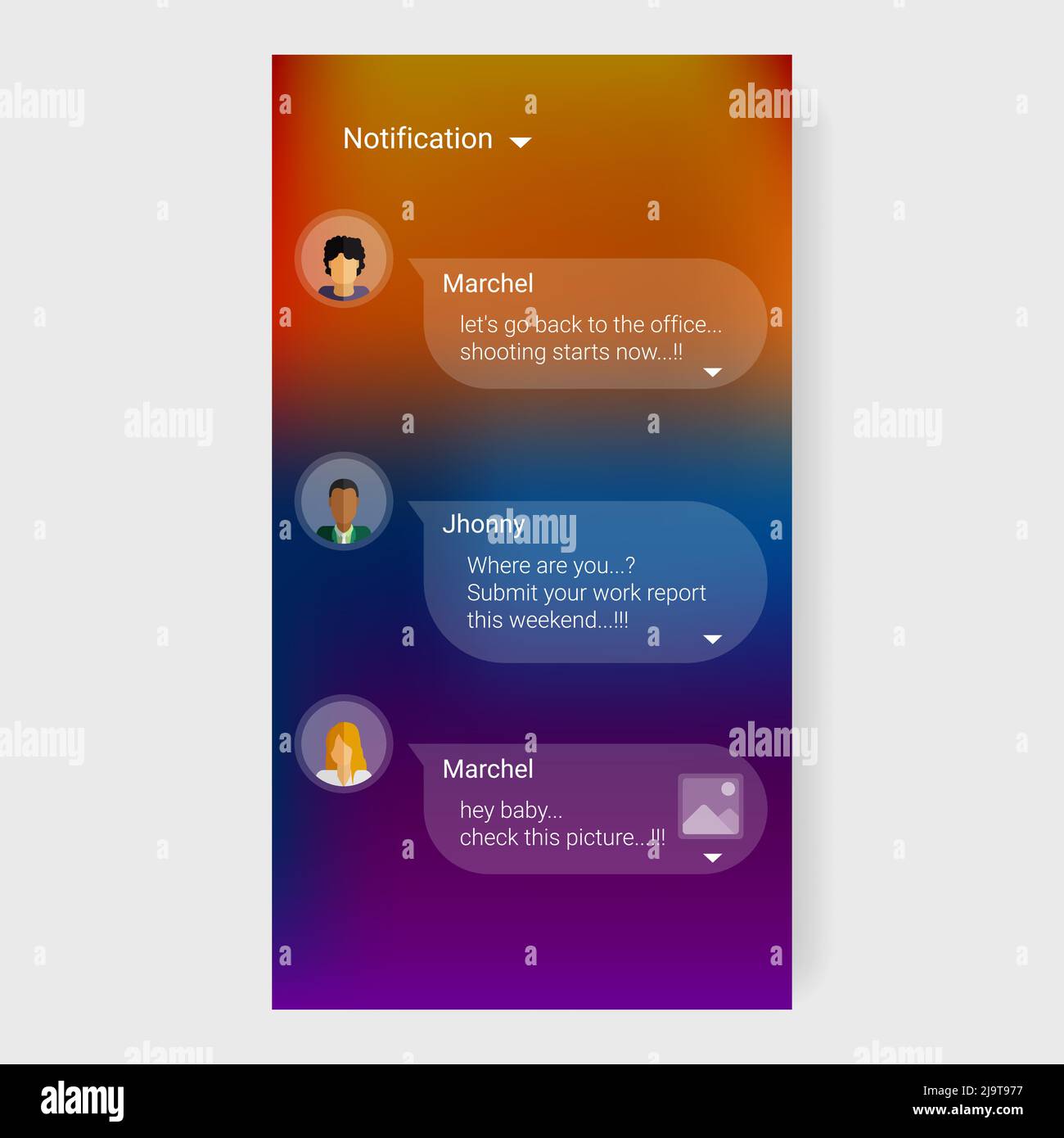 chatting notification ui lock screen Stock Vector Image & Art - Alamy