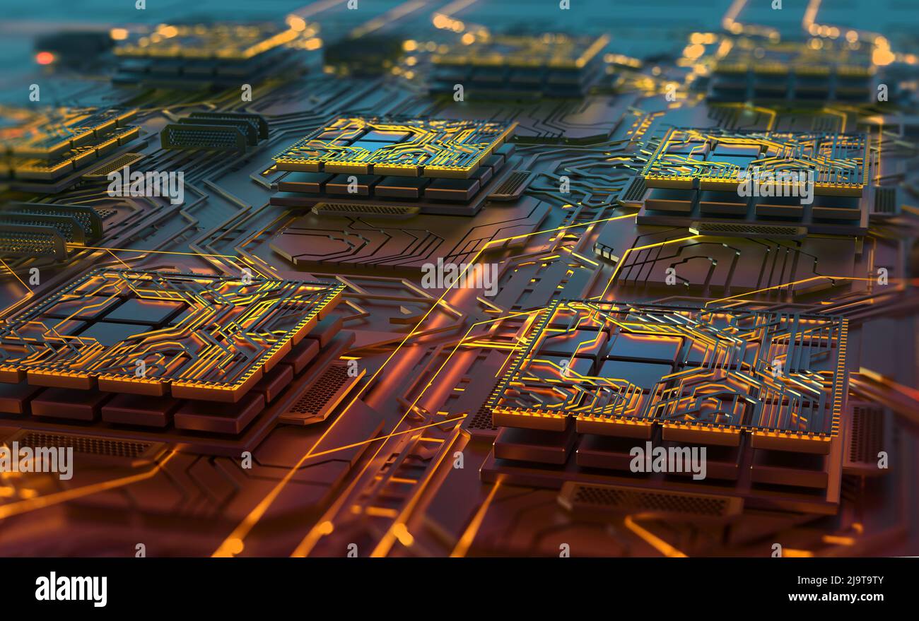 Futuristic data center. Abstract concept of nano processor and high ...