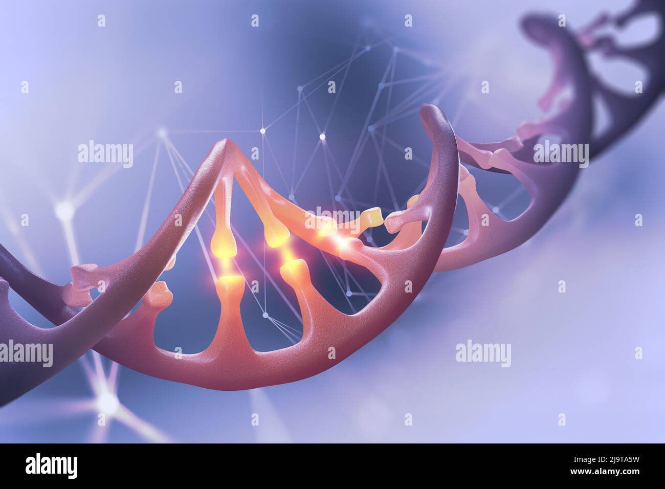 DNA 3D illustration. Decoding genome sequence. Scientific studies of ...