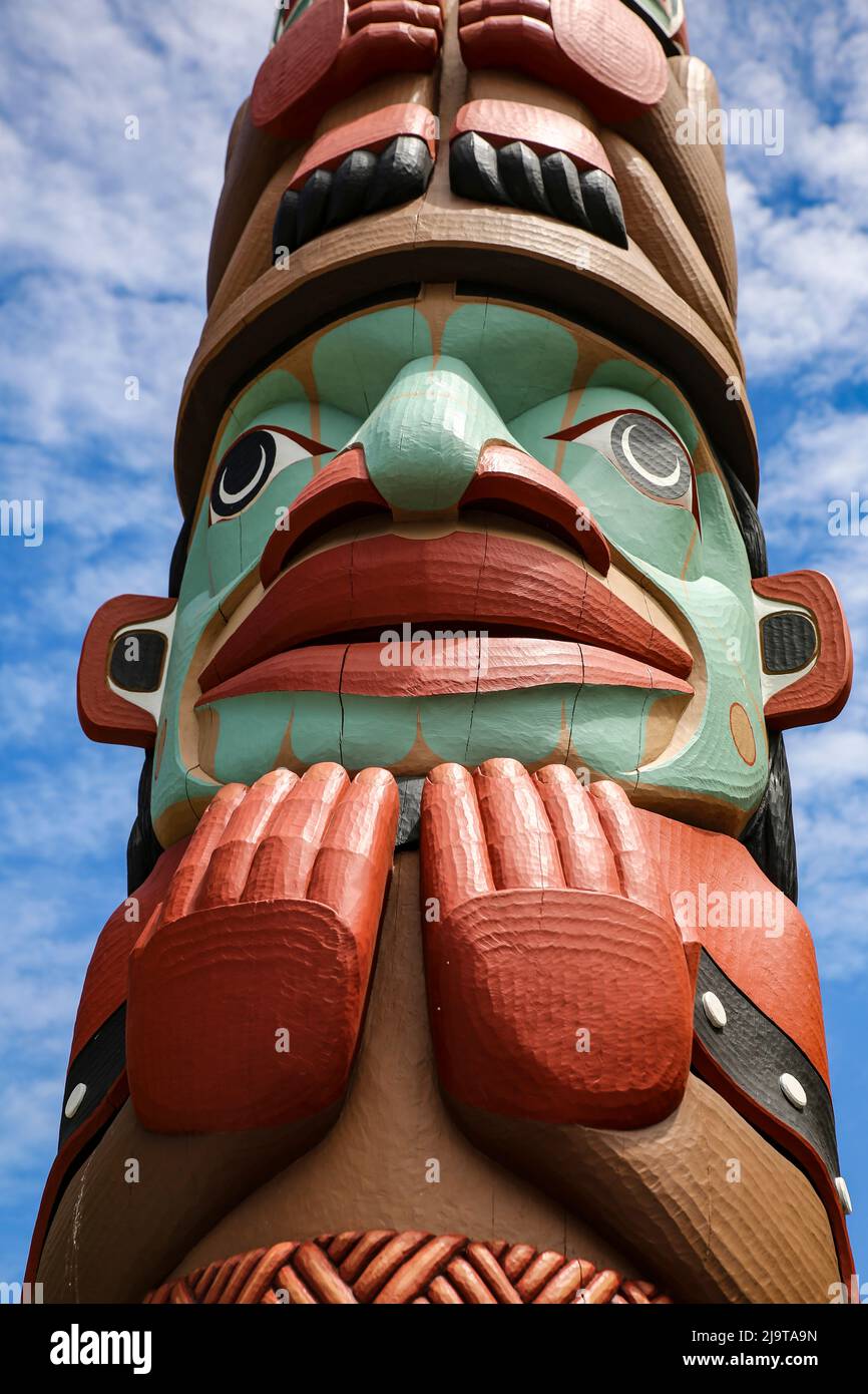 Port Townsend, Washington State, USA. Totem pole, S'Klallam Stock Photo ...