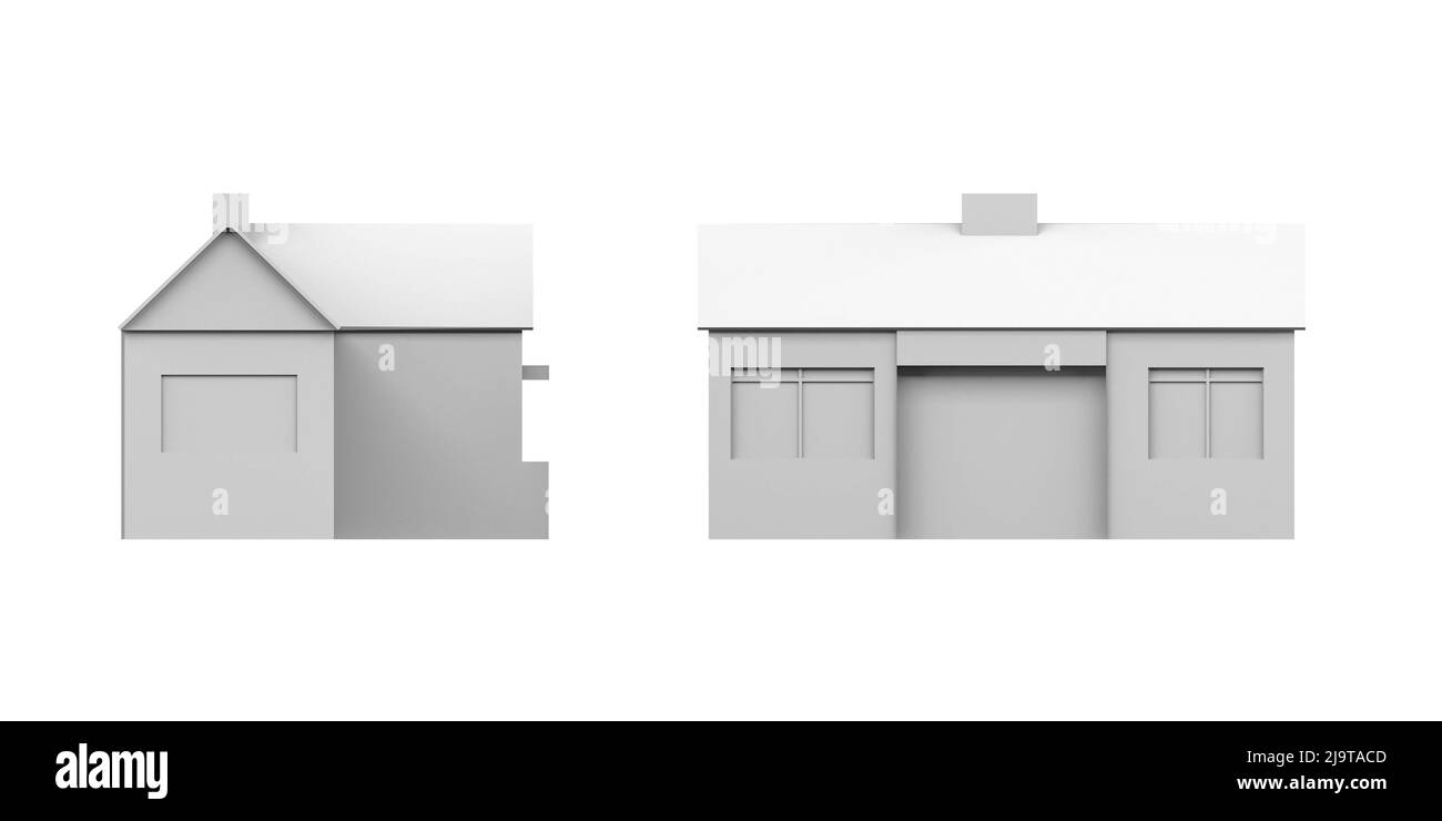 House mockup on white background - 3D render - copy space Stock Photo ...