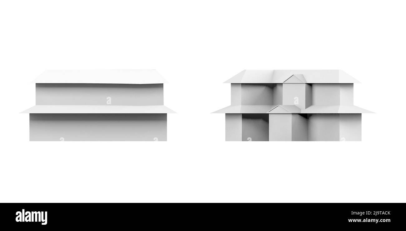 House mockup on white background - 3D render - copy space Stock Photo ...