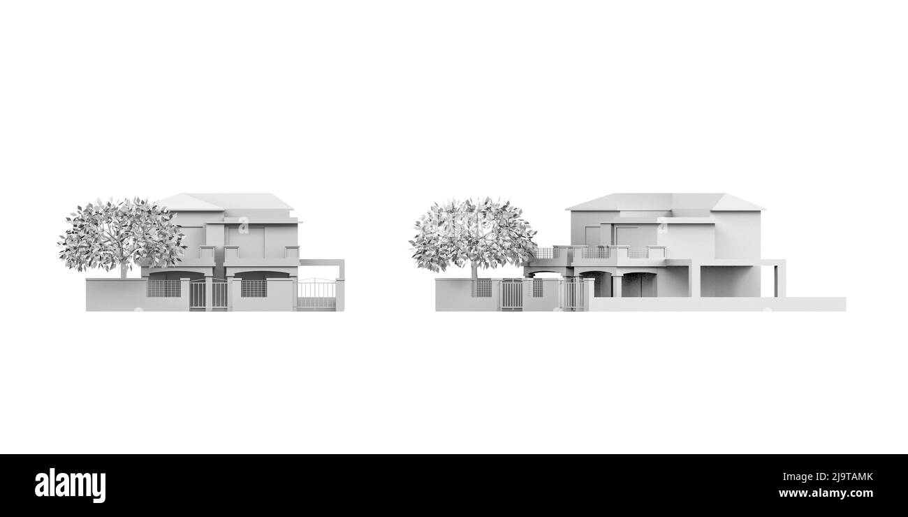 House mockup on white background - 3D render - copy space Stock Photo ...