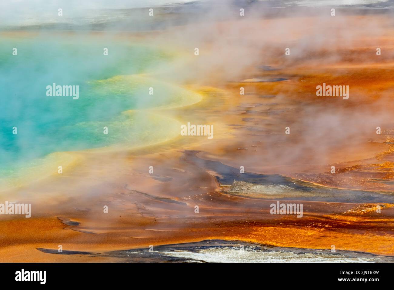 Elevated view of patterns in bacterial mat around Grand Prismatic ...