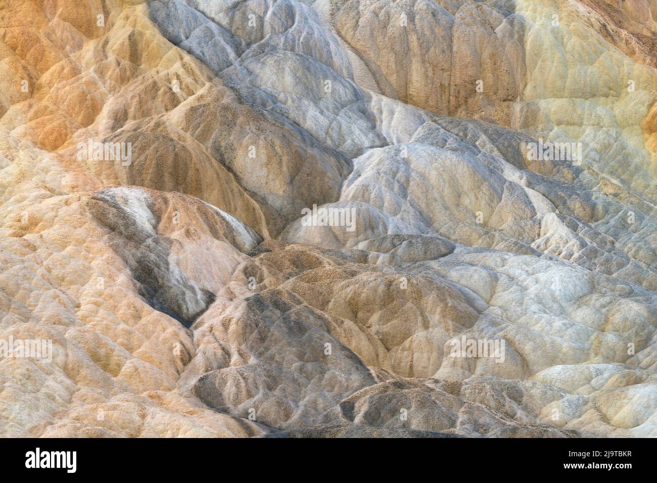Travertine deposits colored by thermophilic bacteria, Mammoth Hot ...
