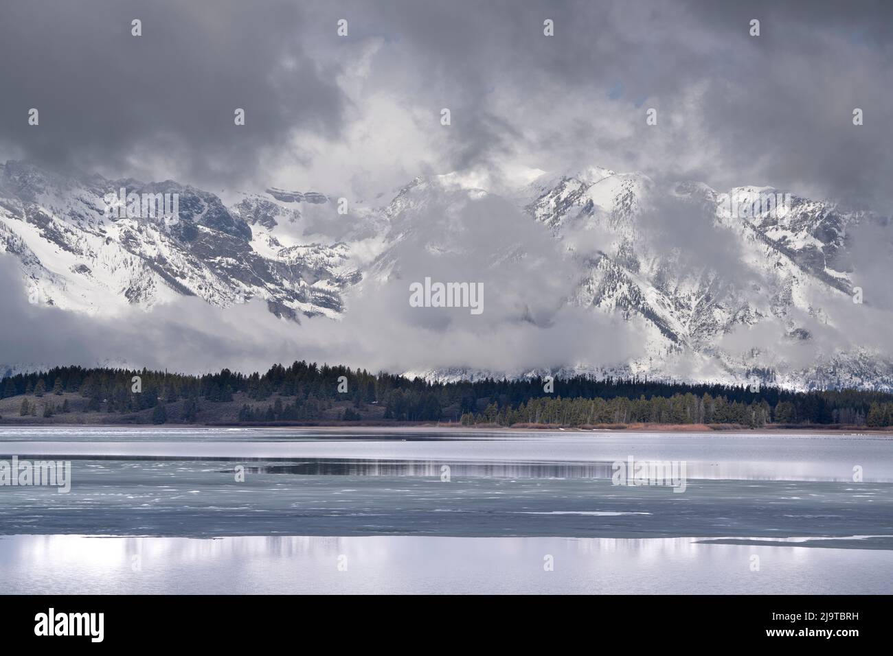 USA, Wyoming, Grand Teton National Park. Storm over Grand Teton Range ...