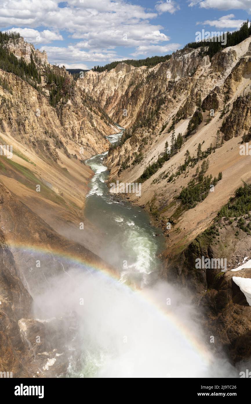USA, Wyoming, Yellowstone National Park. Rainbow over Grand Canyon of ...