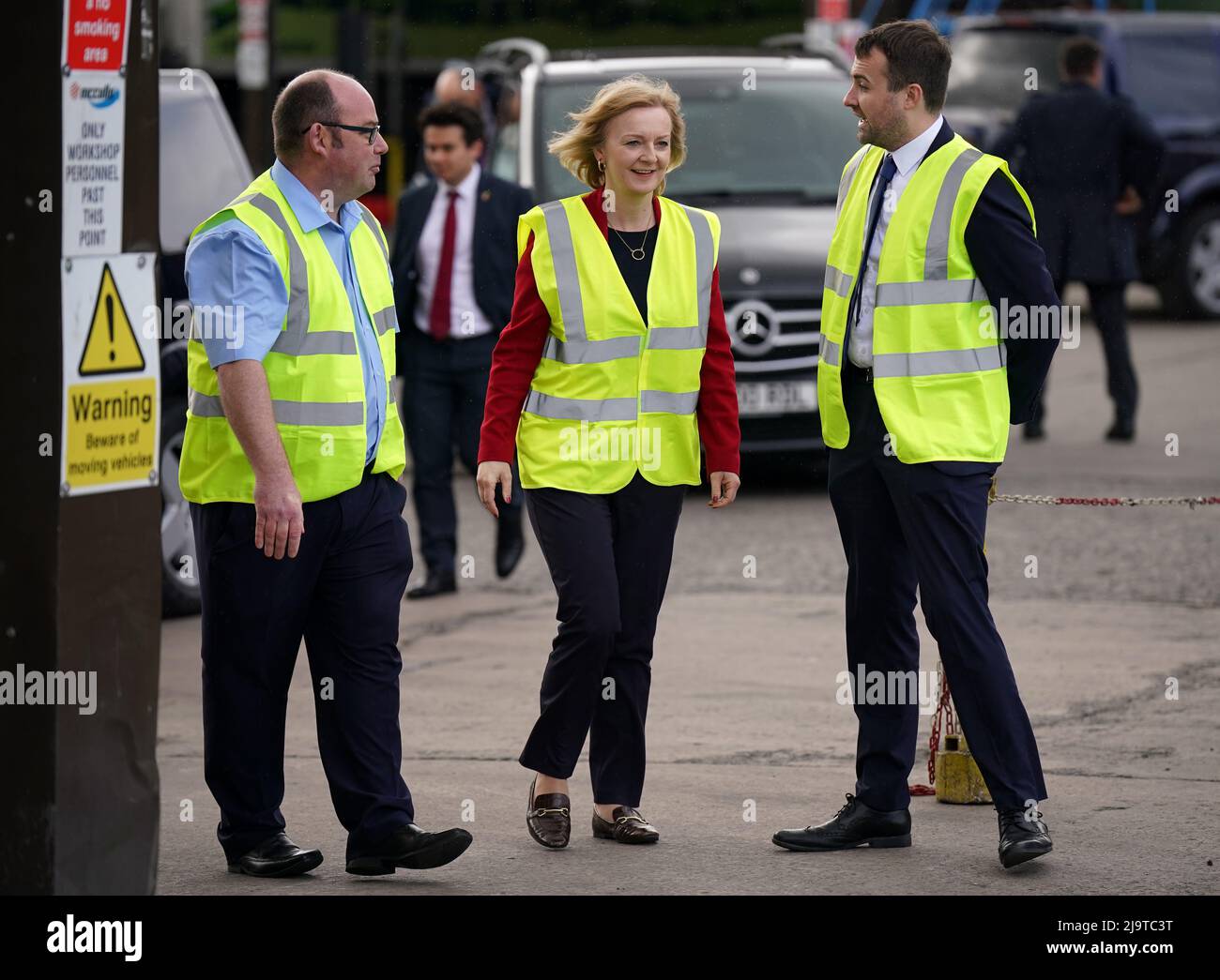 Foreign Secretary Liz Truss during a visit to McCulla Haulage, in ...