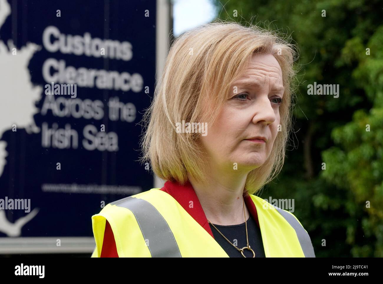 Foreign Secretary Liz Truss during a visit to McCulla Haulage, in ...