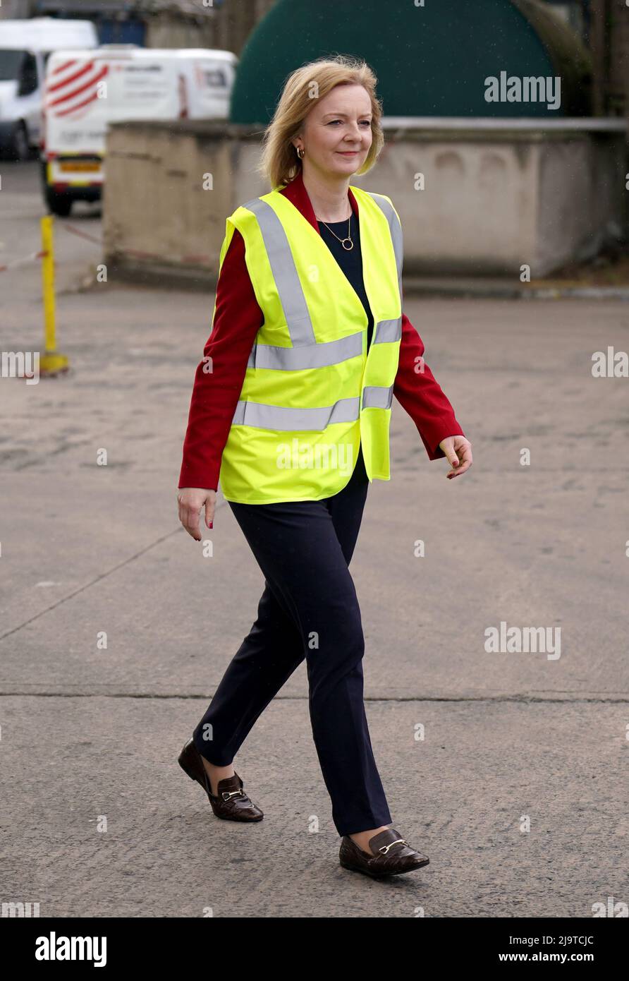 Foreign Secretary Liz Truss during a visit to McCulla Haulage, in ...