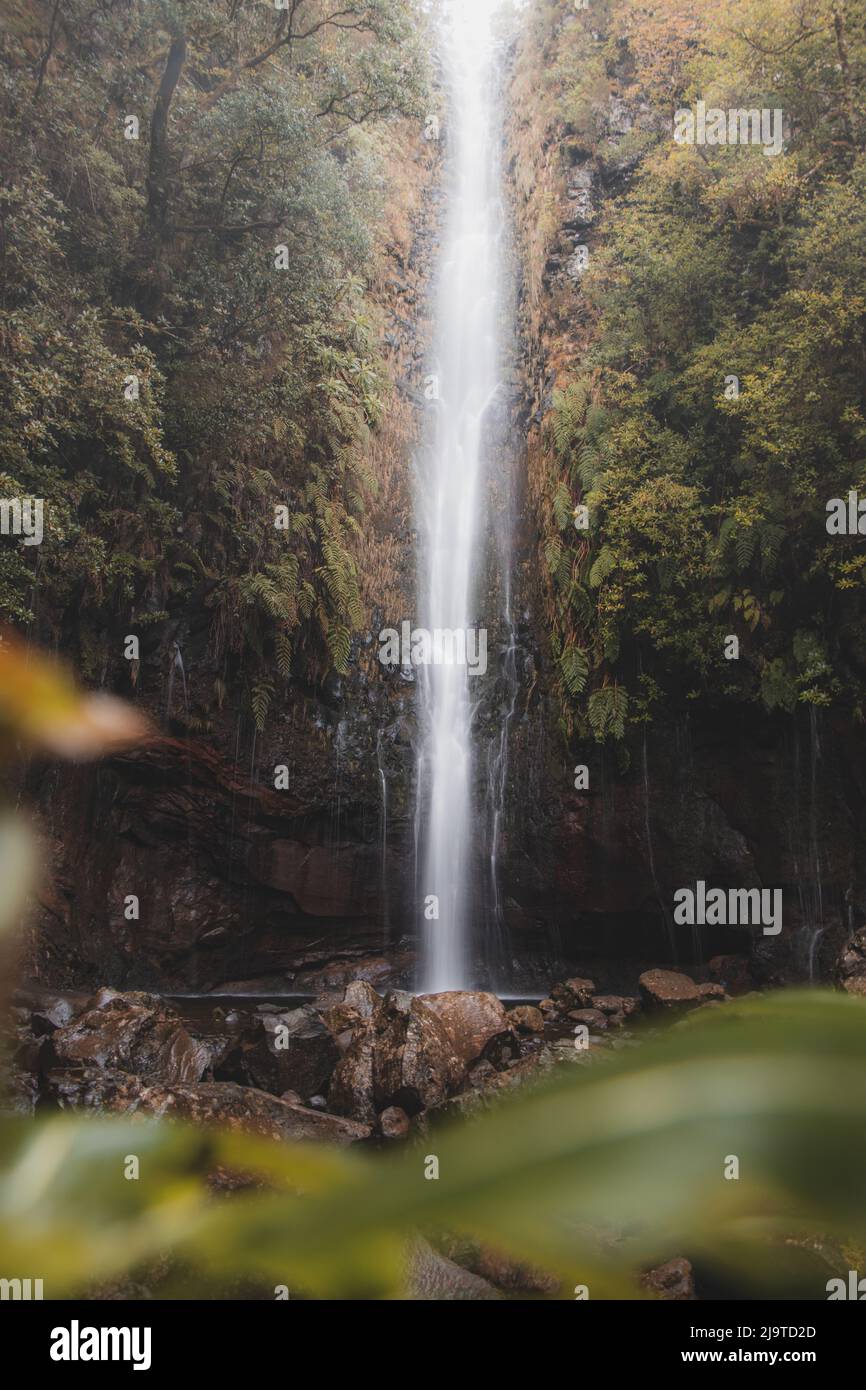 In rainy weather, the majestic and well-known 25fontes waterfall rises ...