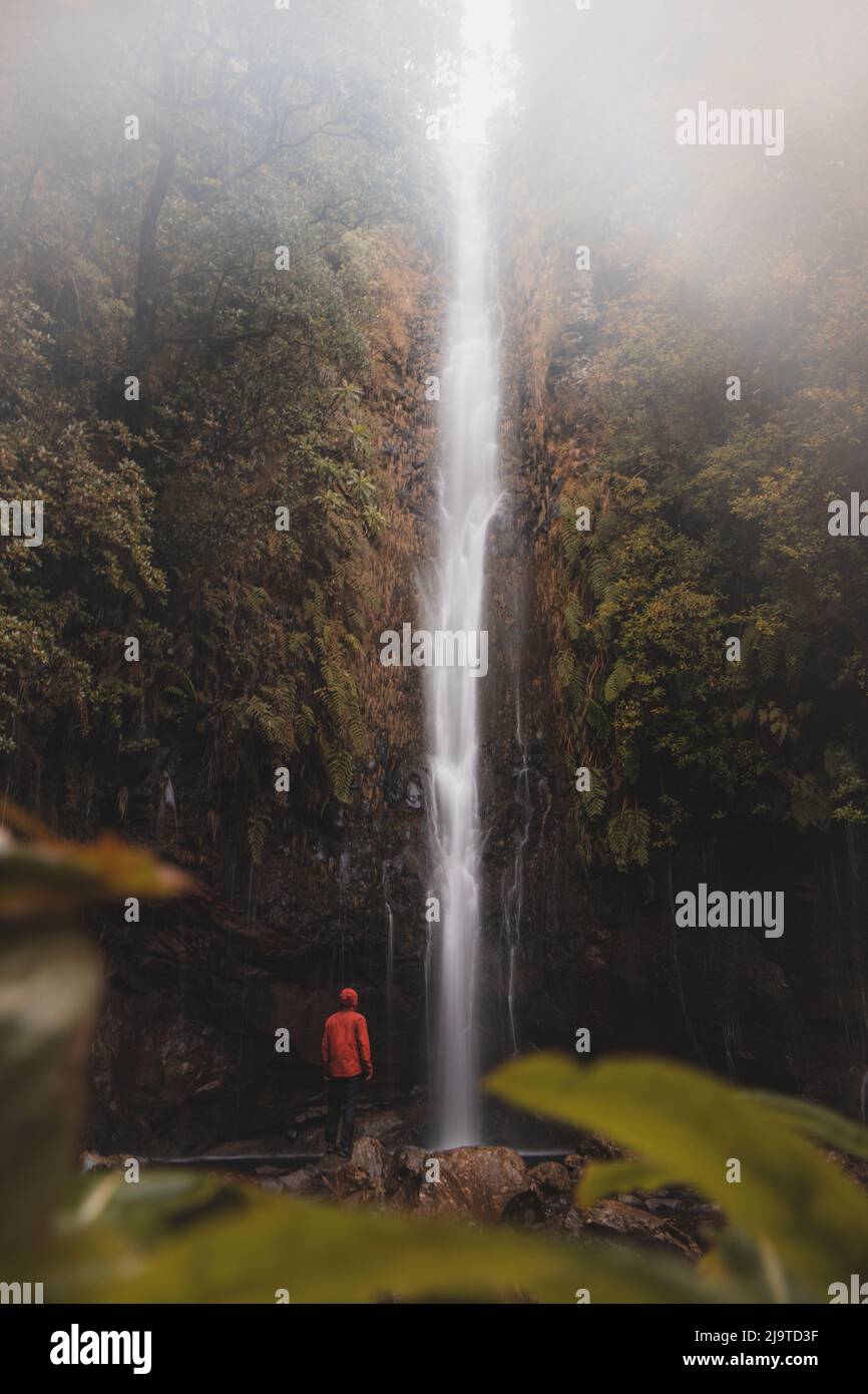 In rainy weather, the majestic and well-known 25fontes waterfall rises ...
