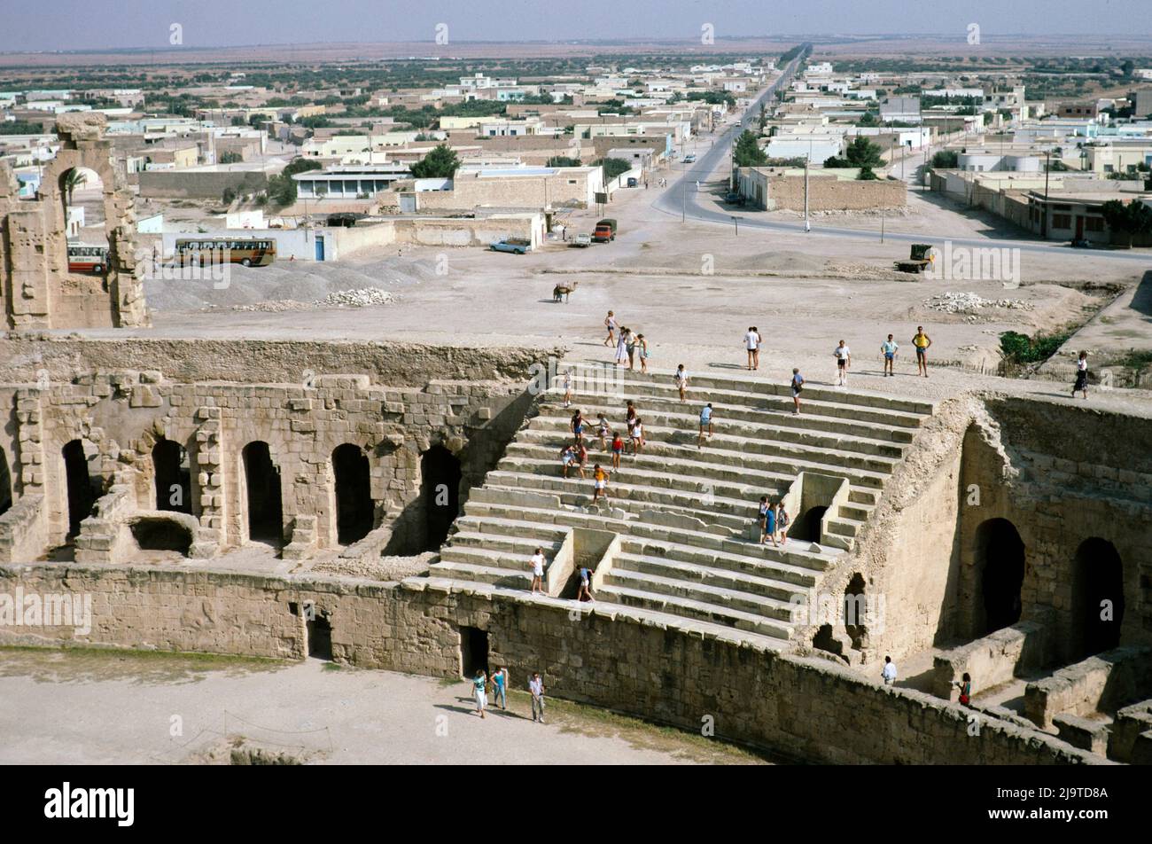 Roman Amphitheatre of El Jem or Djem, UNESCO World Heritage site ...