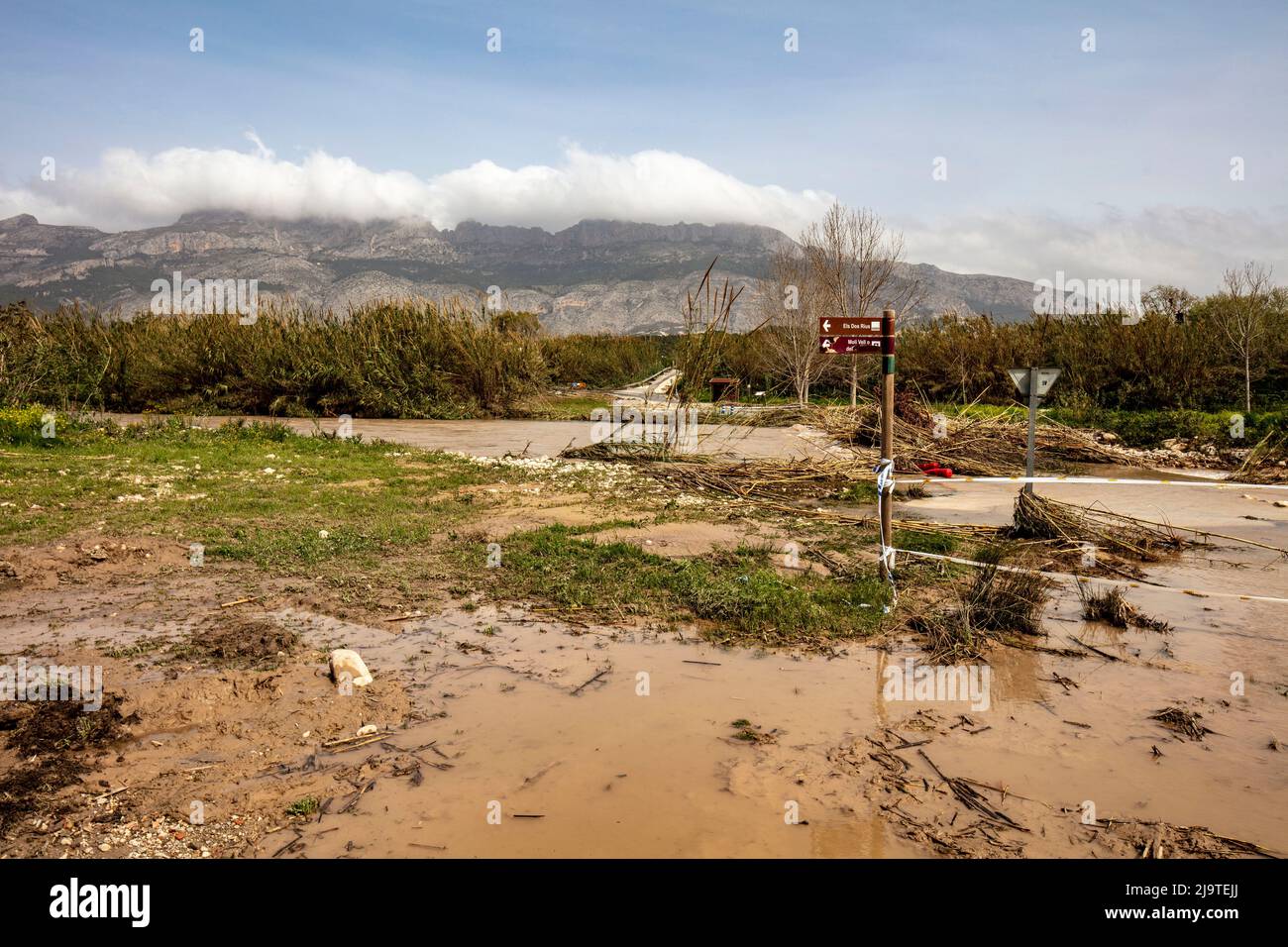 Flooding of the Algar river walk at Altea, Costa Brava. Mud and ...