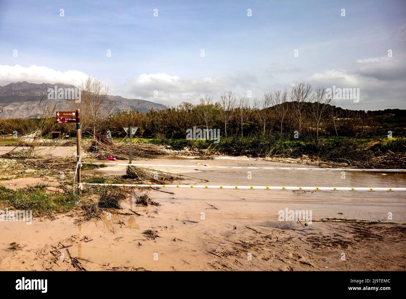 Flooding of the Algar river walk at Altea, Costa Brava. Mud and ...