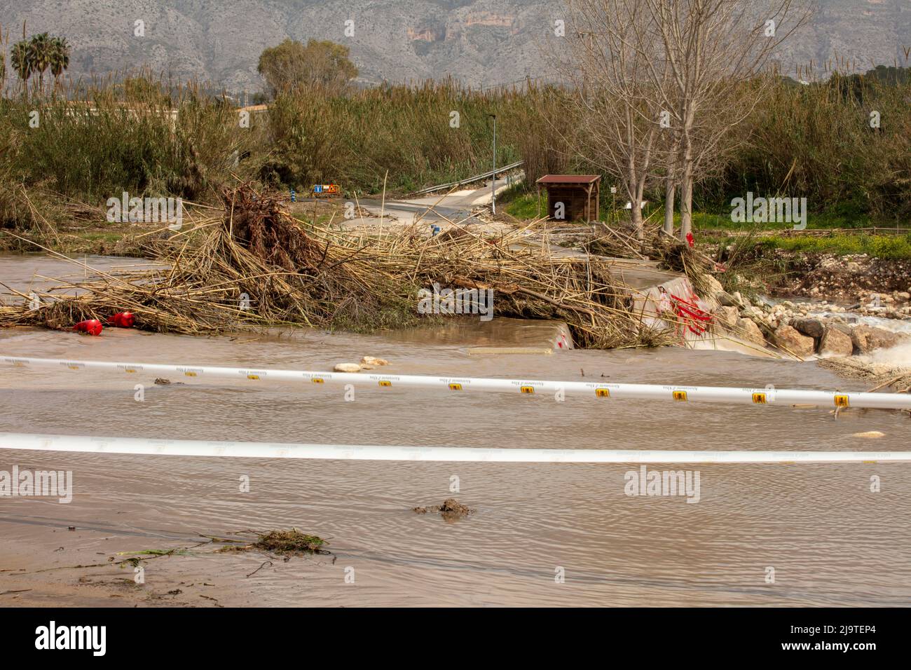 Flooding of the Algar river walk at Altea, Costa Brava. Mud and ...