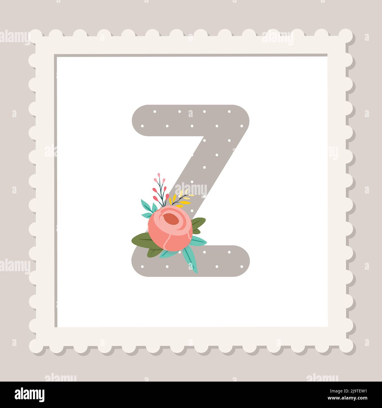 Letter Z with flowers. Floral alphabet font uppercase. Vector ...