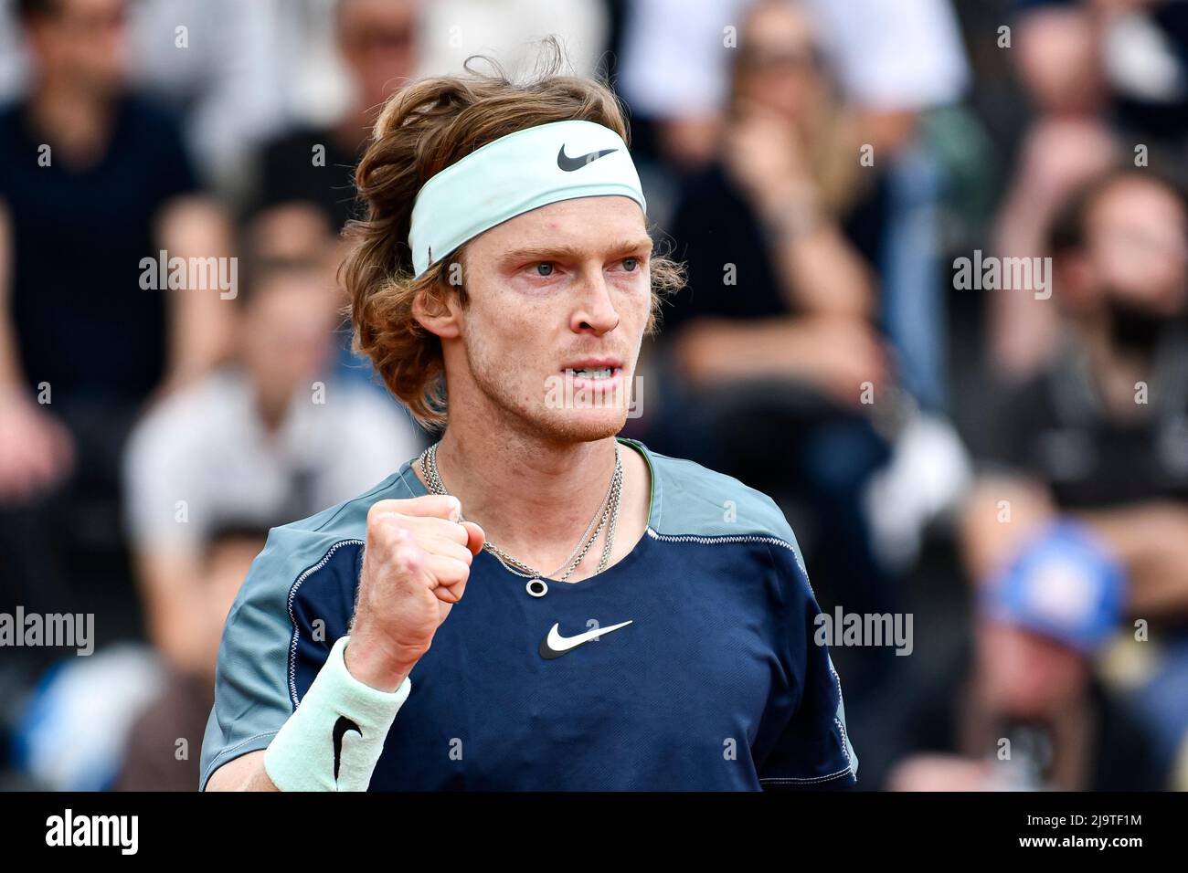 Paris, France. 24th May, 2022. Andrey Rublev of Russia during the ...