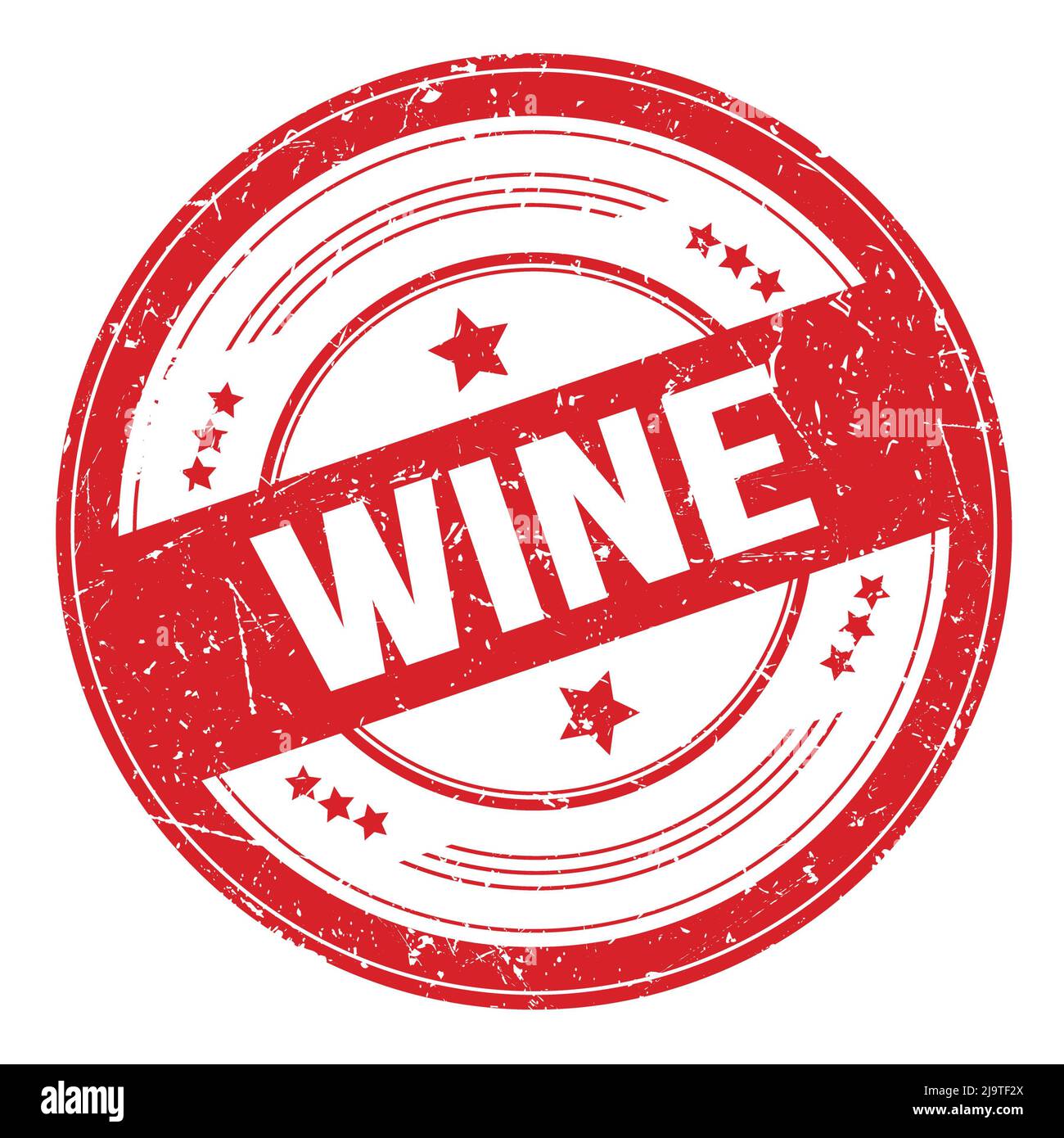 WINE text on red round grungy texture stamp Stock Photo - Alamy