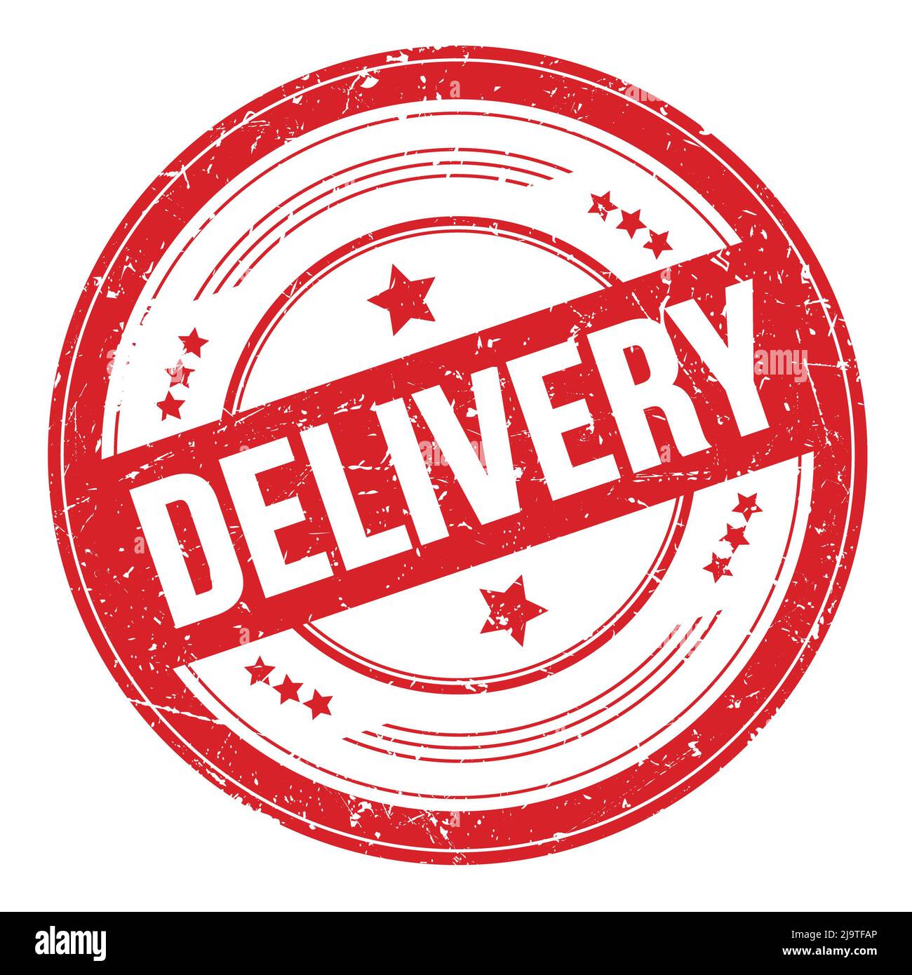 DELIVERY text on red round grungy texture stamp Stock Photo - Alamy