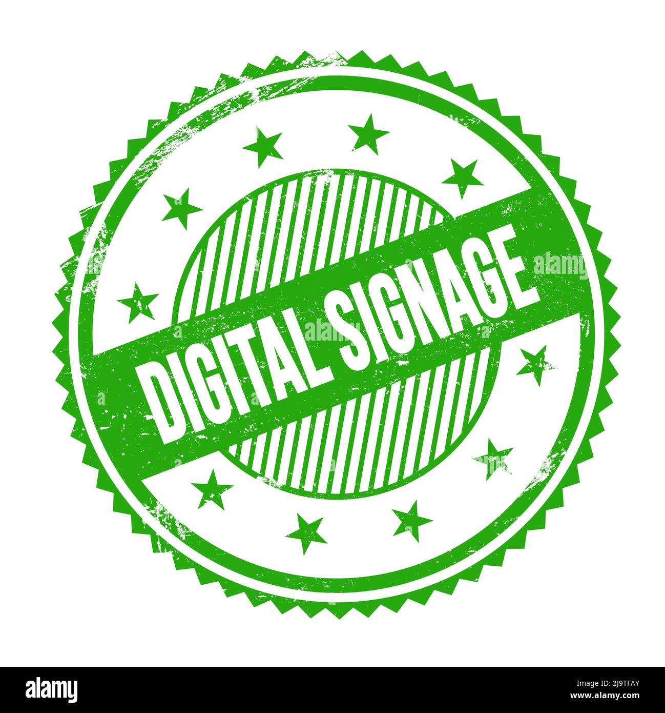 DIGITAL SIGNAGE text written on green grungy zig zag borders round ...