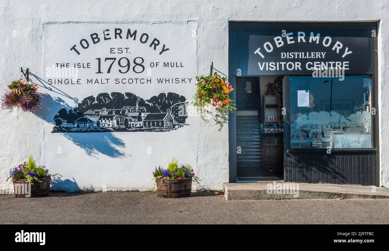 The visitor centre at Tobermory Distillery, Isle of Mull, Scotland ...