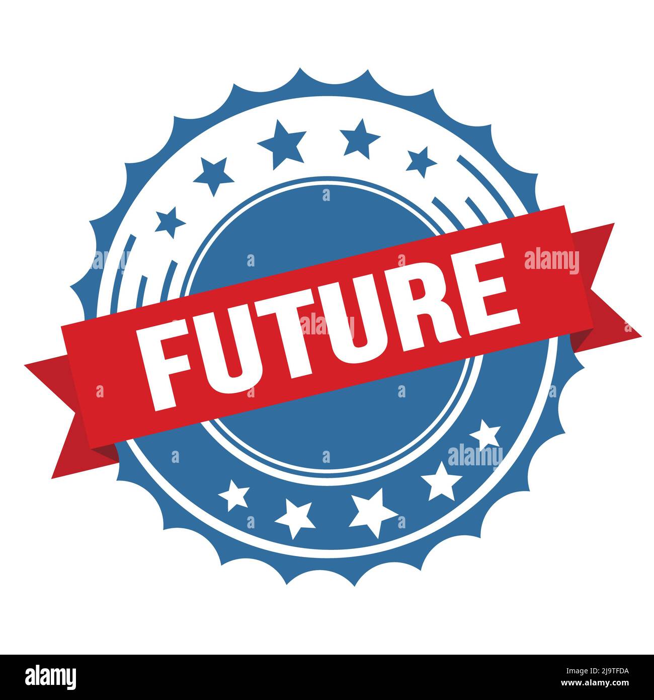 FUTURE text on red blue ribbon badge stamp Stock Photo - Alamy