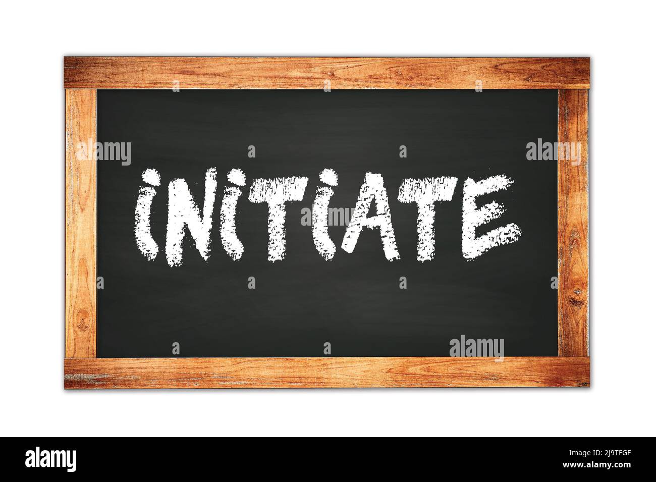 INITIATE text written on black wooden frame school blackboard Stock ...
