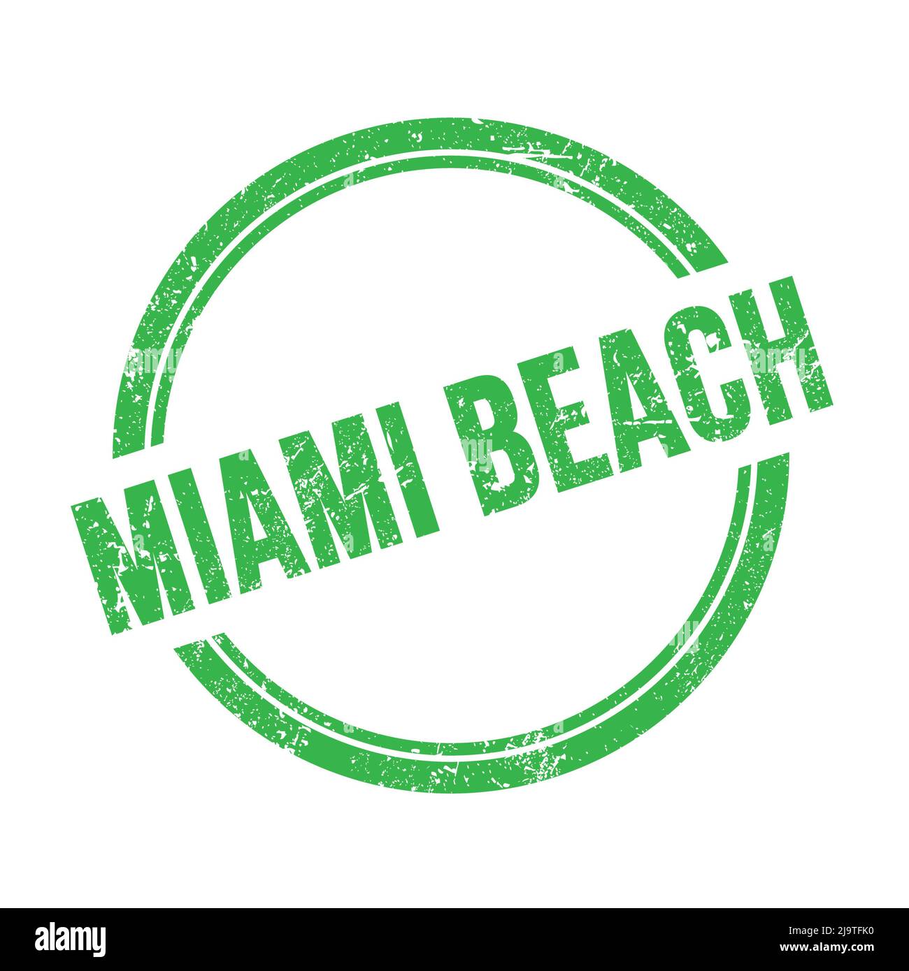 MIAMI BEACH text written on green grungy vintage round stamp Stock ...