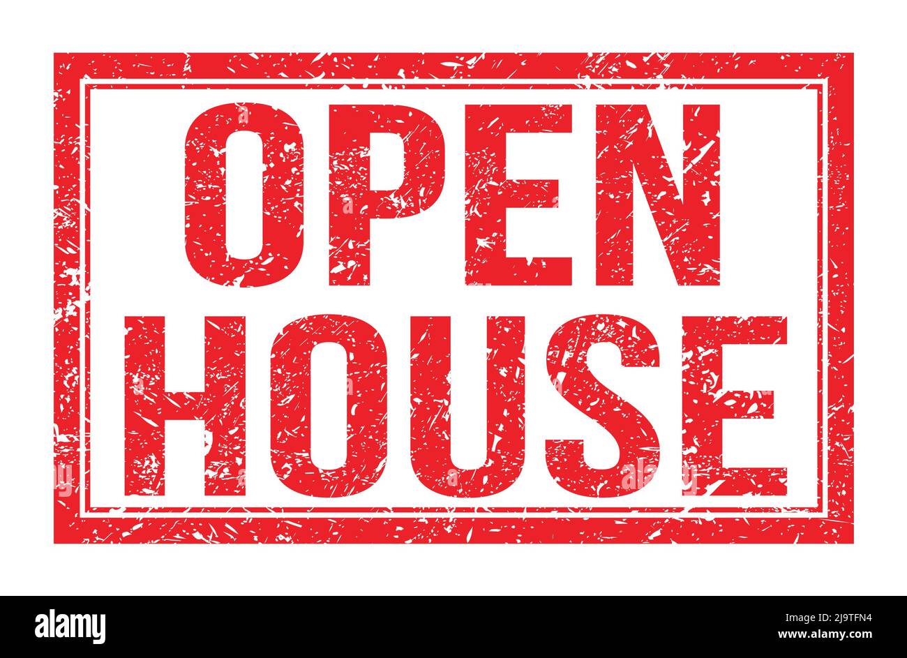 OPEN HOUSE, words written on red rectangle stamp sign Stock Photo - Alamy