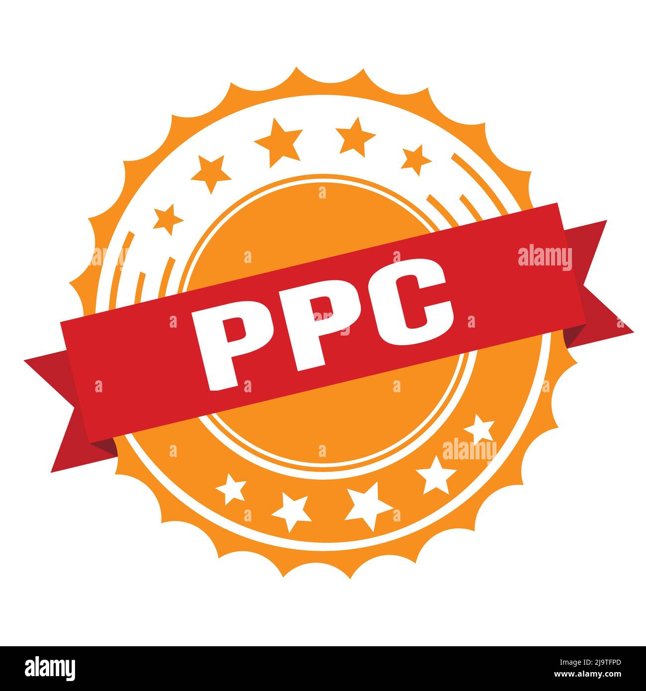 PPC text on red orange ribbon badge stamp Stock Photo - Alamy