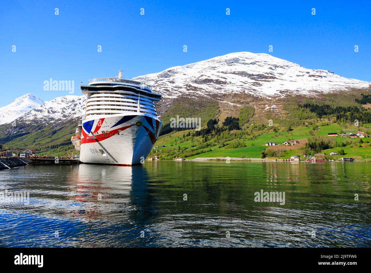 MS Iona, berthed at port, Olden, Norway. Nordfjorden. P&O Cruise ship ...