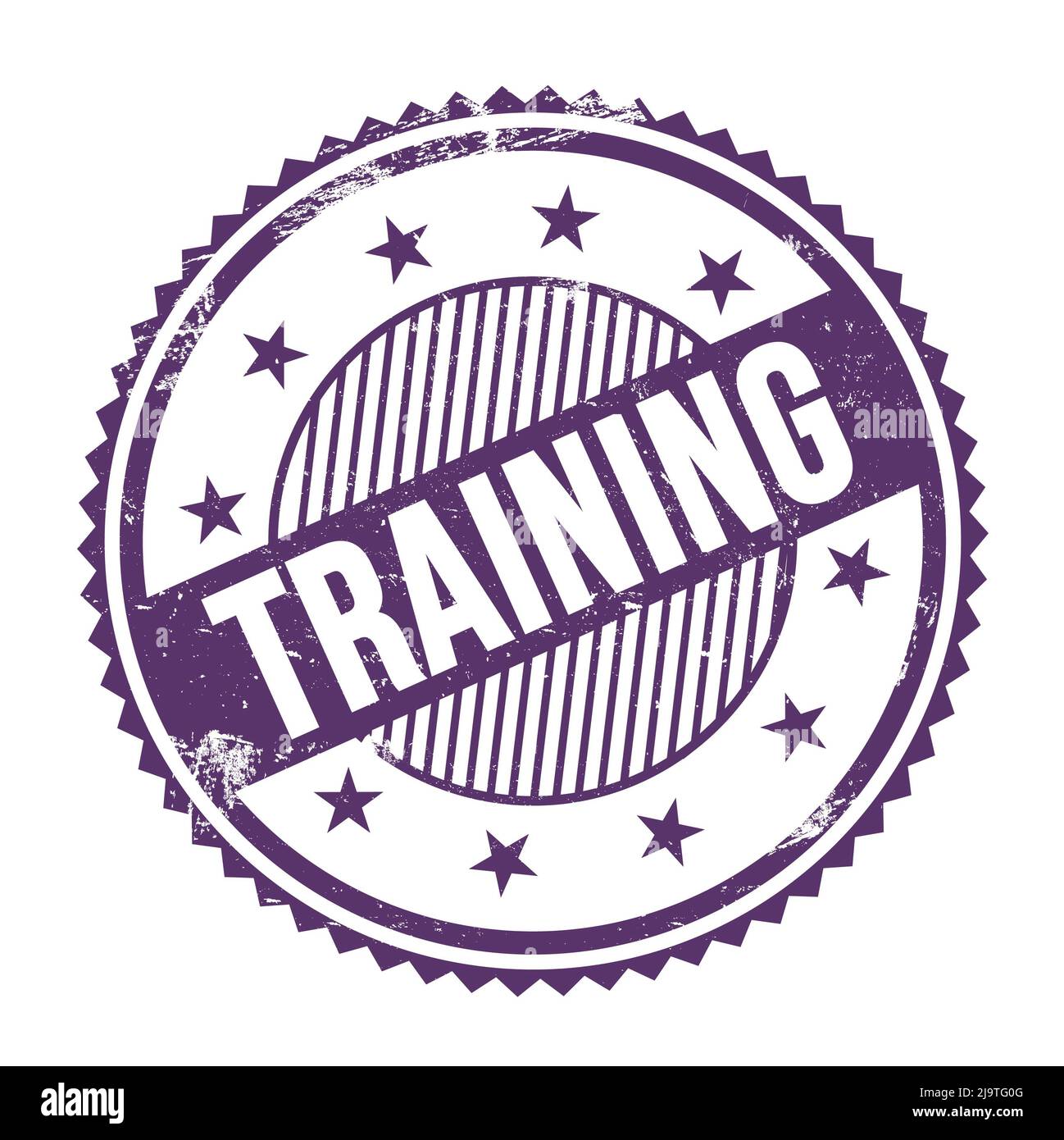 TRAINING text written on purple indigo grungy zig zag borders round ...