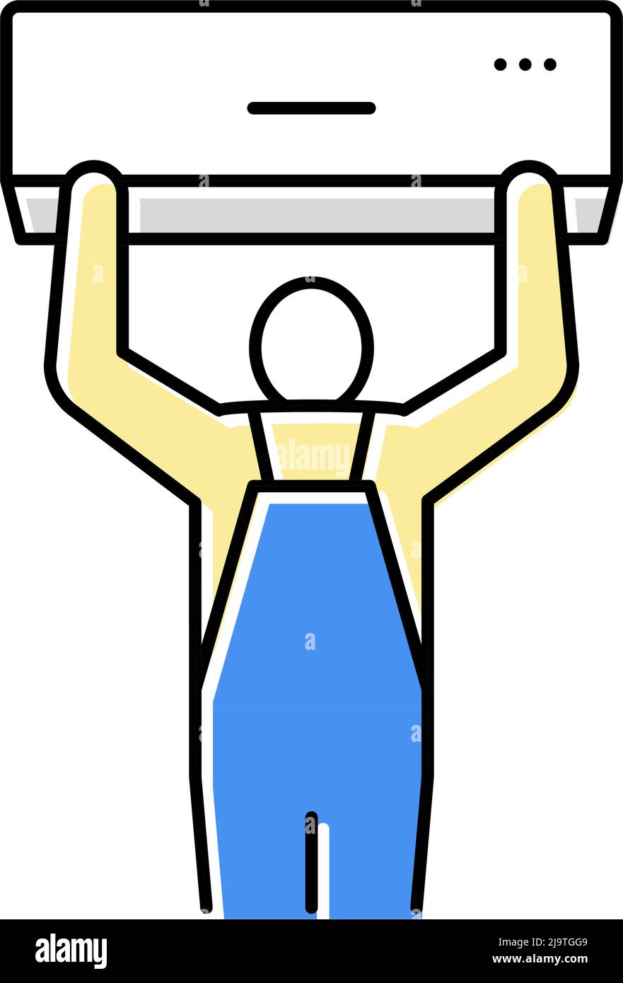 air conditioning installation color icon vector illustration Stock ...