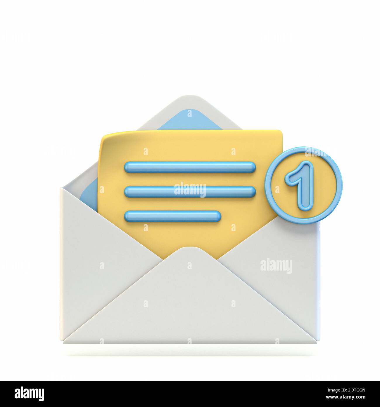 Mail icon opened mail with notification number sign 3D render ...