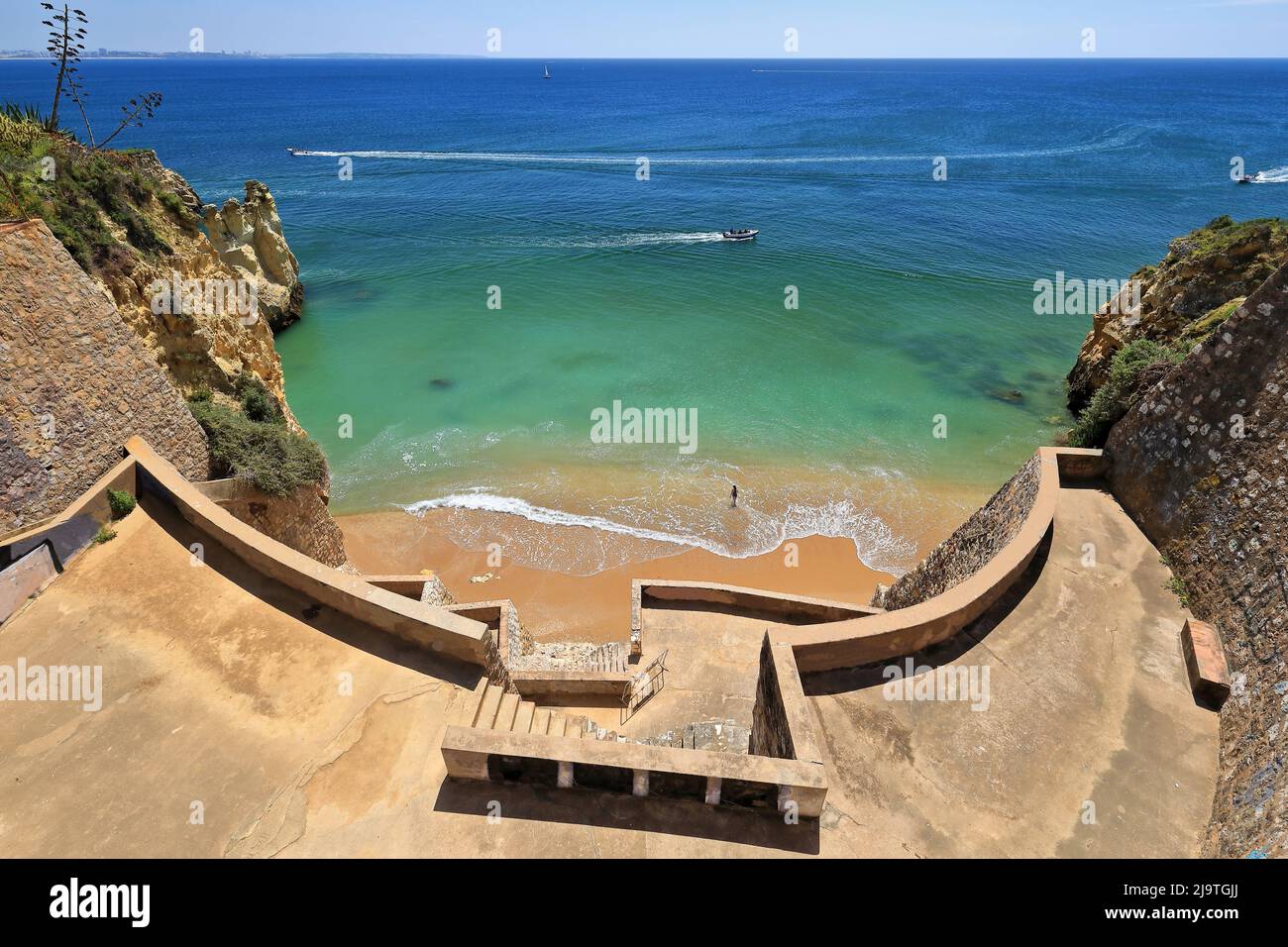 Long staircase-northern and smaller side-Praia do Pinhao Beach. Lagos ...