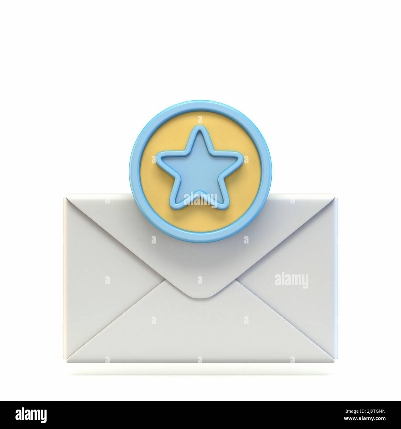 Mail icon with star symbol 3D render illustration isolated on white ...