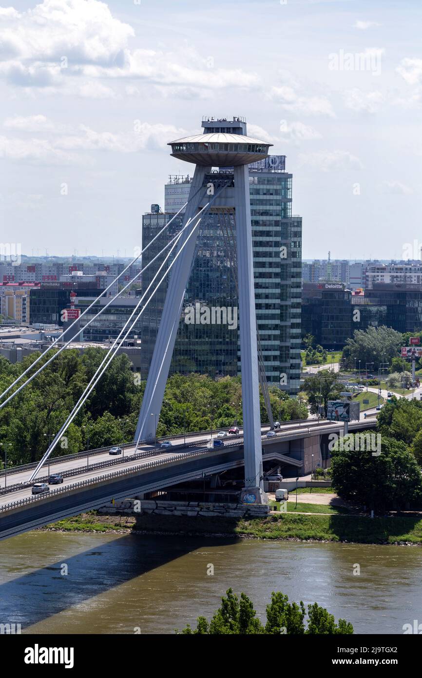 Bratislava, Slovakia - 05 21 2022: View of the Most SNP bridge in ...