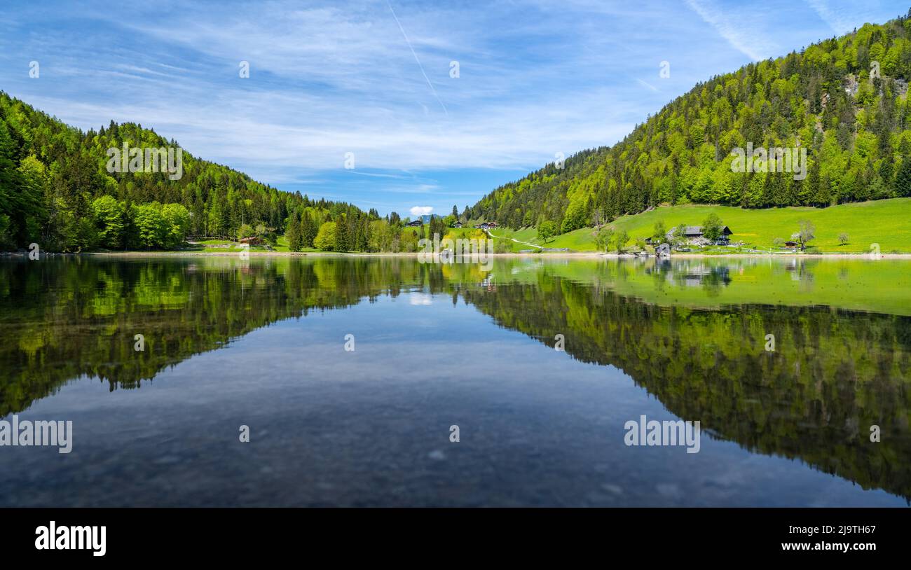 Landscape reflected in the idyllic Hintersteiner See in Tirol, Austria. Europe Stock Photo - Alamy
