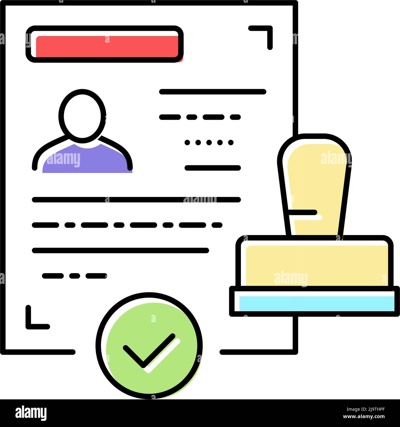 successful visa obtaining color icon vector illustration Stock Vector ...