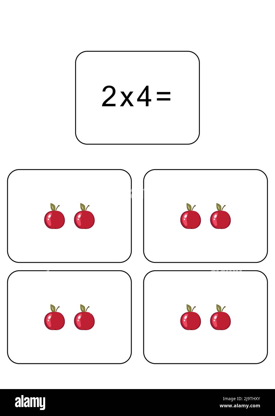 Multiplication table of 2. Maths card with an example, drawing ...