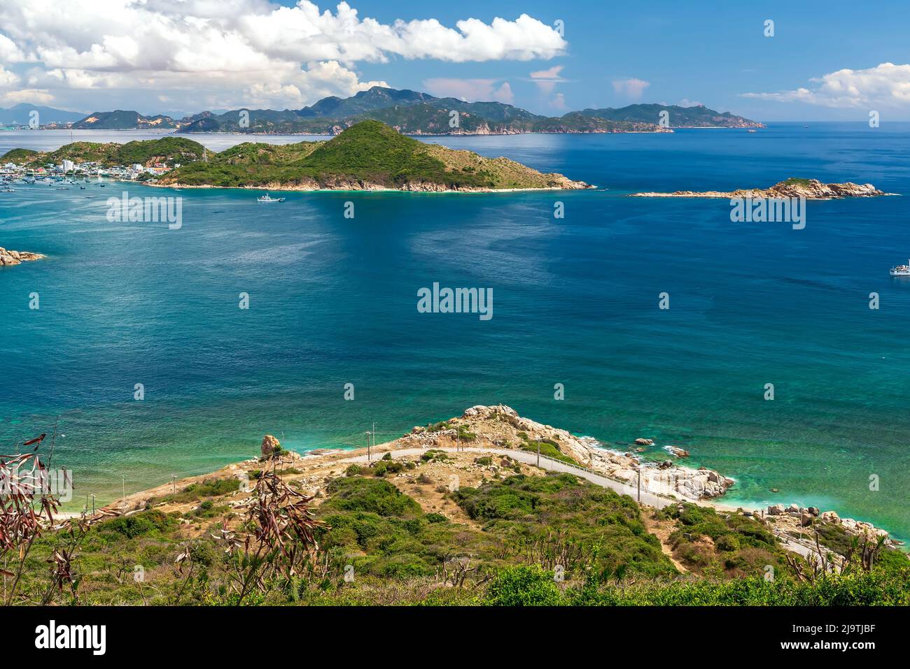 Nha Trang Bay summer days with sea light blue, cool, temperate climate ...