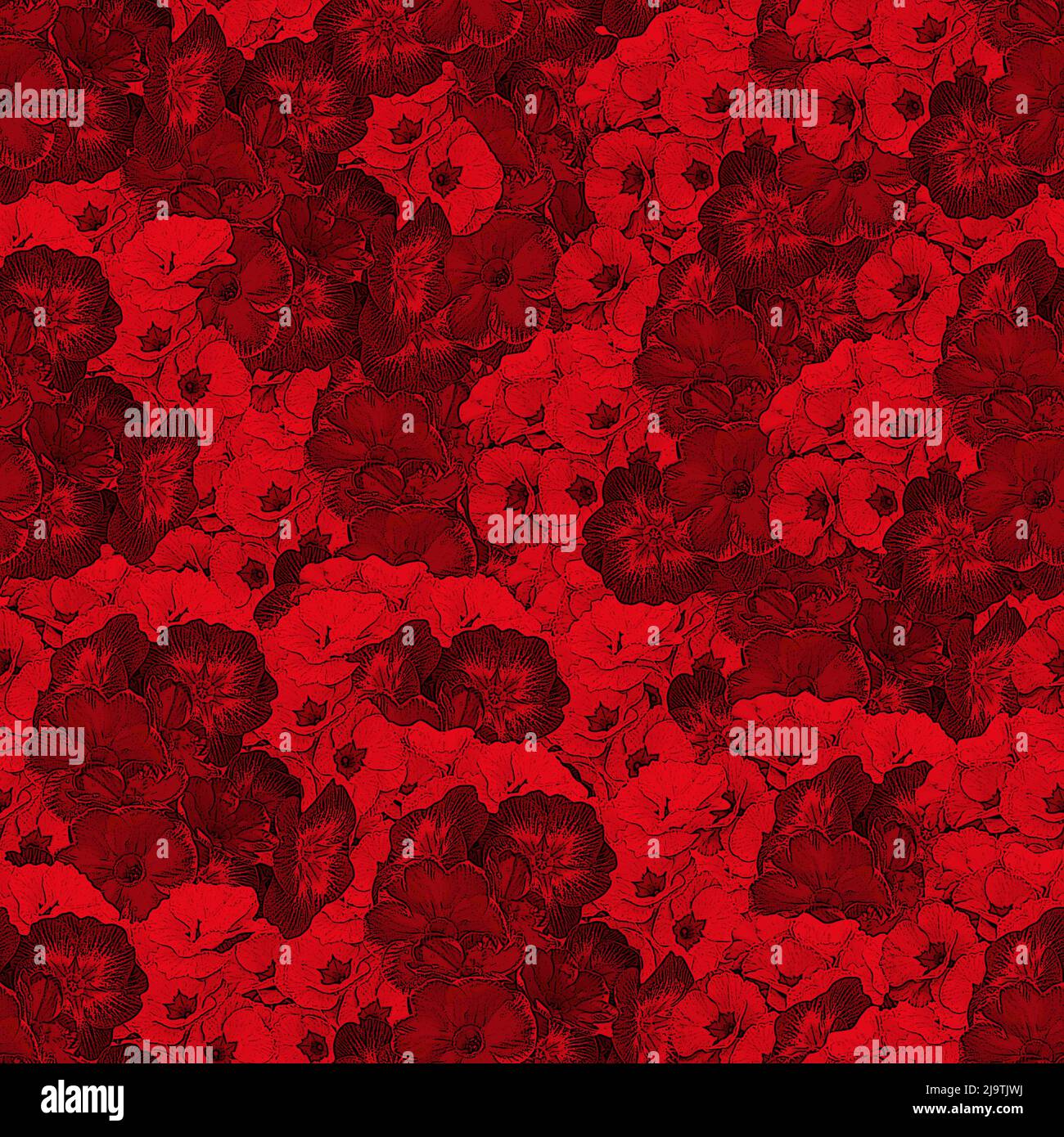 Seamless pattern with flowers of roses. Red saturated background Stock ...